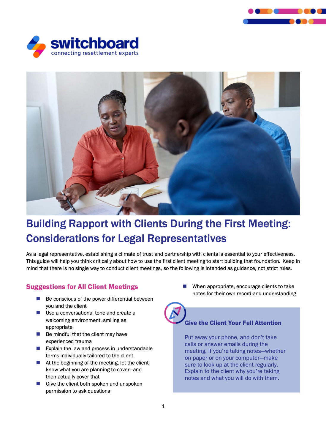 Building Rapport with Clients During the First Meeting: Considerations for Legal Representatives ...